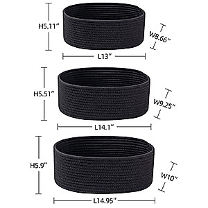voten Black Toy Storage Basket Bins Set,Shelves Closet Cloth Storage Basket for Organizing&Storage,Small Woven Basket for Storage,Oval Set 3Packs