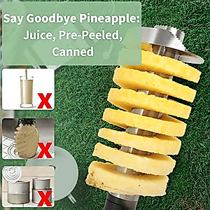 Newness Pineapple Corer with Knife, [Upgraded, Electric & Manual] Stainless Steel Fruit Pineapple Cutter with Electric Drill Accessory, Pineapple Slicer Core Remover Kitchen Tool with Measure Mark