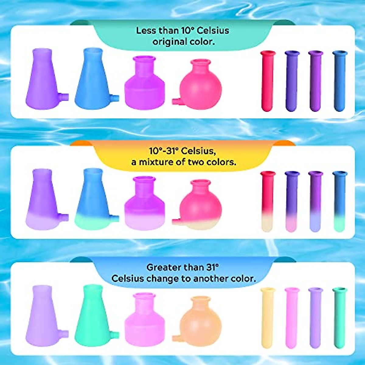 Bath Toys for Kids Ages 4-8, Silicone Bathtub Toys with Mesh Bag, Possess 3 Unique Color Changing, Includes 4 Beaker, Test Tube and Inspiration Cards, Perfect STEM Gift for Toddlers, Boys & Girls