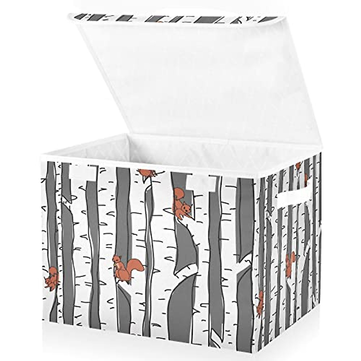 Krafig Cartoon Cute Animal Squirrel Foldable Storage Box Large Cube Organizer Bins Containers Baskets with Lids Handles for Closet Organization, Shelves, Clothes, Toys