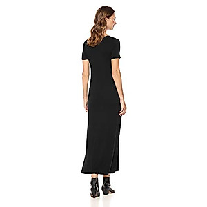 Amazon Essentials Women's Jersey Standard-Fit Short-Sleeve Crewneck Side Slit Maxi Dress (Previously Daily Ritual), Black, Small
