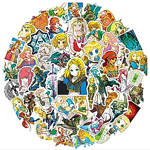 Stickers for Zelda Legend Amiibo Kingdom Tears Fans Kids Teens Boys Party Favors Toys Vinyl Waterproof Laptop Water Bottle Stickers, A, Pack of 50