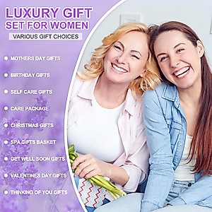 Gifts for Mom, Mothers Day Mom Gifts from Daughters Lavender Relaxing Gift Basket with Luxury Flannel Blanket Care Package, Unique Self Care Get Well Soon Gift, Birthday Gift for Women