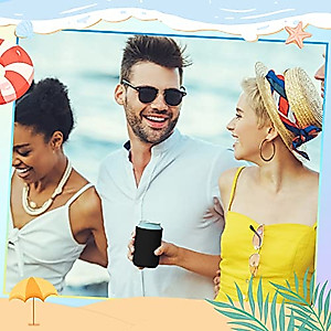 200 Pcs Blank Beer Can Cooler Sleeves Bulk Can Sleeve Beer Drink Sleeve Insulator Sleeve Soft Insulated Reusable Beer Can Coolers for Soda Beer Wedding Party Favors Supplies (Black)