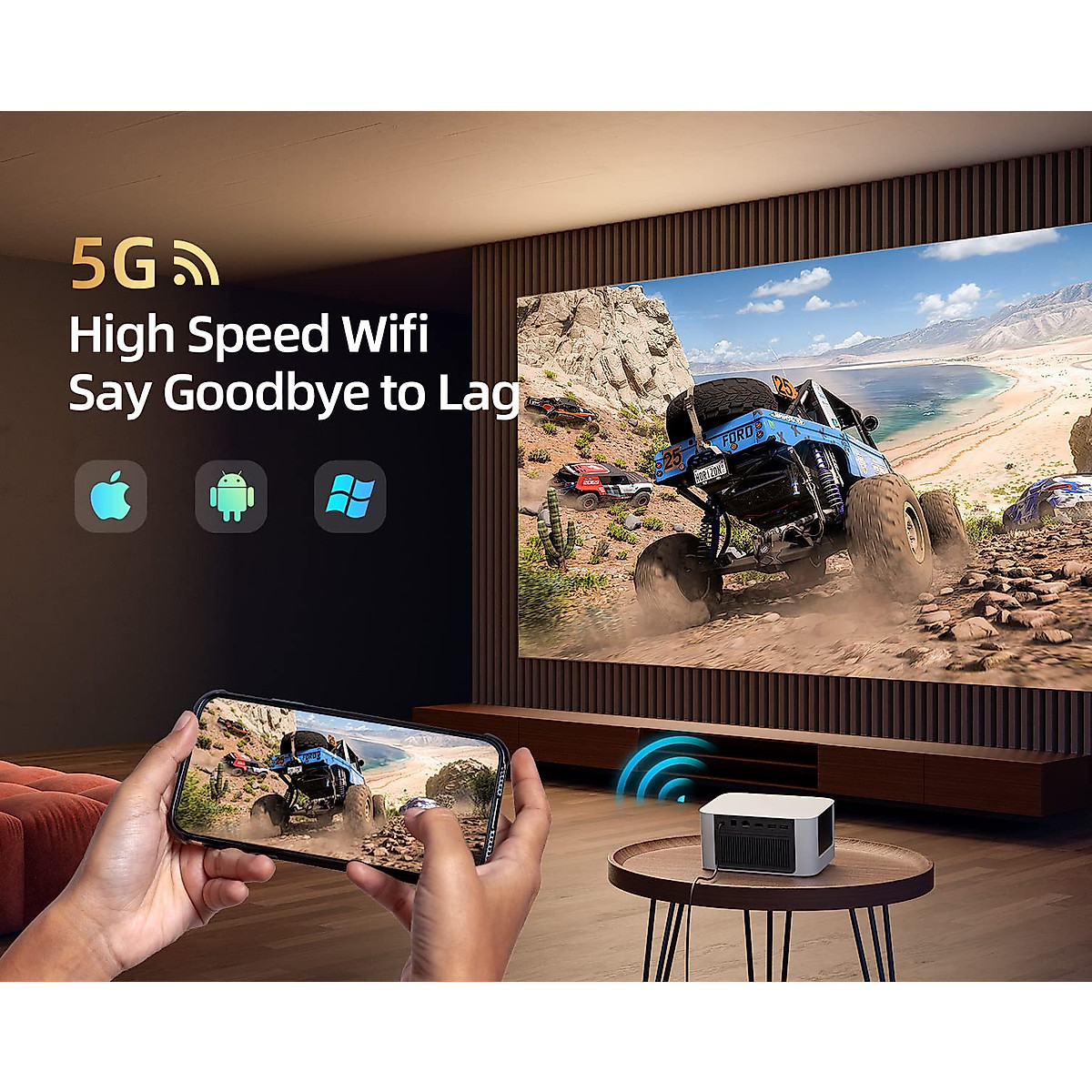 Dangbei Neo Smart Projector, Netflix Officially-Licensed Portable Projector with WiFi and Bluetooth, Compact Native 1080P Movie Projector, HDR10, Auto Keystone, Auto Focus, 2x6W Dolby Audio Speakers