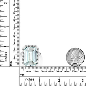 Gem Stone King 925 Sterling Silver Gemstone Birthstone Engagement Ring | Emerald Cut 18X13MM | Wedding Anniversary Promise Ring For Women | Available In Size 5, 6, 7, 8, 9