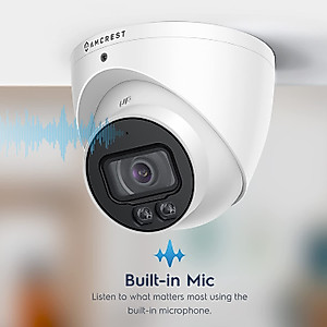 Amcrest Analog 5MP NightColor Outdoor Security Camera, Turret 5MP @ 25fps, CCTV-Coax-BNC, 131ft Full Color Night Vision, Mic, 112° FOV (Not an IP Camera) (DVR Required, Not Included) (AT5N28-W)