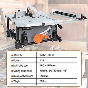 Table Saw for Jobsite, Prostormer 8-Inch Portable Tablesaw 25-Inch Rip Capacity,11-Amp Compact Benchtop Saw with Sliding Miter Gauge for Woodworking & DIY
