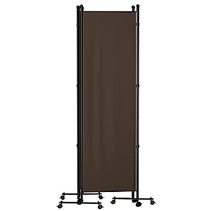 VEVOR 6 Panel Room Divider, 6 FT Tall, Freestanding & Folding Privacy Screen w/ Swivel Casters & Aluminum Alloy Frame, Oxford Bag Included, Room Partition for Office Home, 121" W x 14" D x 73"H, Brown