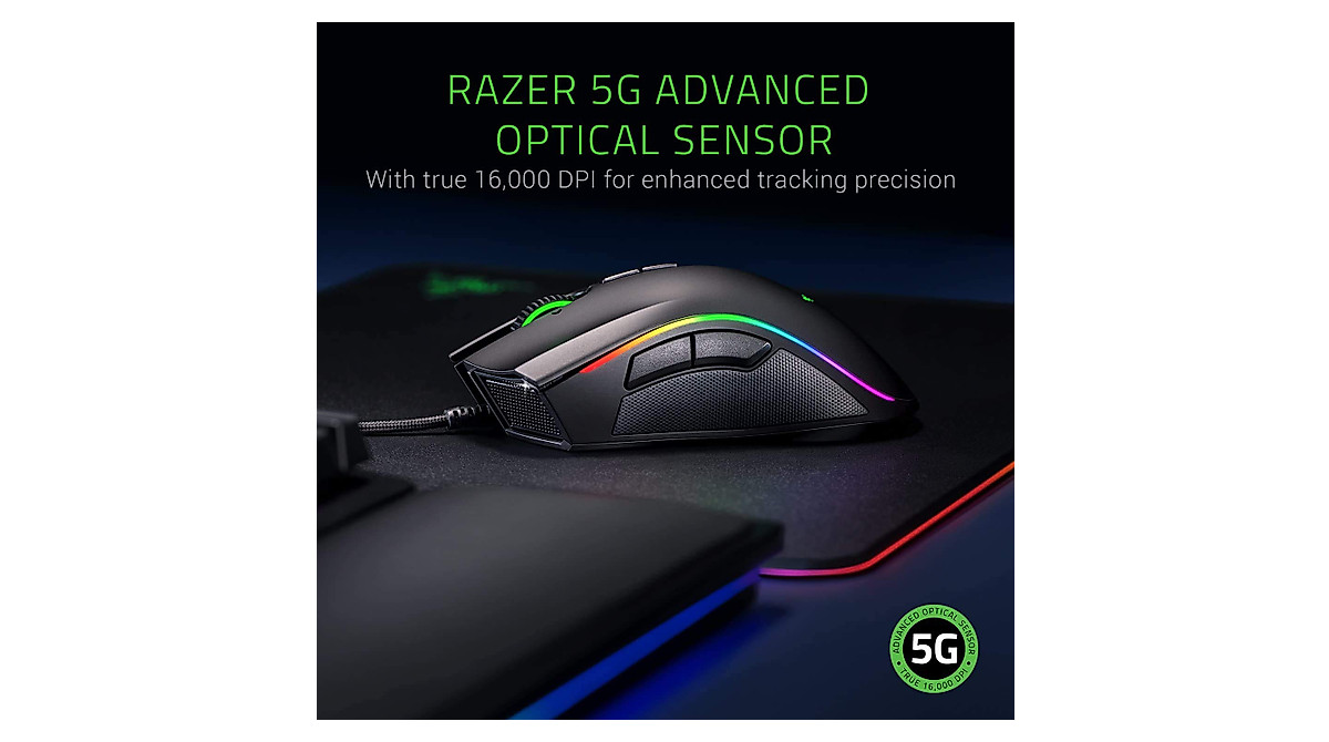 Razer Mamba Elite Wired Gaming Mouse - 16,000 DPI & RGB Lighting