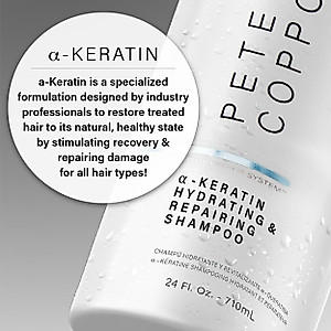 PETER COPPOLA a-Keratin Hydrating & Repairing Shampoo - Ultra-repairing & Gentle Cleansing Sulfate Free Shampoo Repairs Damaged Hair - Nourishes, Conditions, And Prevent Breakage (10 Fl Oz)