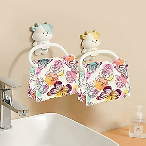 JIPONI 6 Pack Kitchen Dishcloth, Butterfly and Rose Absorbent Dish Towels Reusable Soft Cleaning Cloths 11 x 11 inch