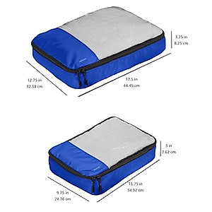 Amazon Basics Packing Cubes for Travel, Packing Organizers Set, 4-Piece-Set (2 Medium And 2 Large) With Double Zipper Pulls and Mesh Top Panel, 100% Durable Polyester, Blue