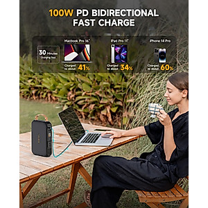 Egretech Portable Power Station 300W, Plume 300W 260Wh Solar Generator with 100W PD, Up to 6 Devices & 500W Power Output, Outdoor Power Station with LED Light for Camping/Home Use/Emergency