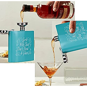 Liquor Flask Matte Funny Leakproof - Premium Stainless Steel Hip Flask (Blue 6oz girls with class)