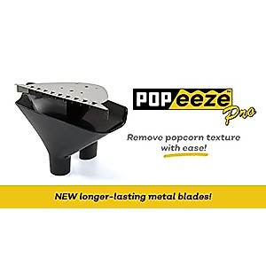 Popeeze PRO popcorn ceiling scraper tool with NEW METAL BLADE - Shop Vacuum attachment for removal and repair of acoustic texture ceiling - Remover of ceiling texture without bag or mess