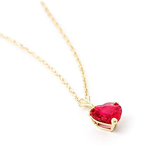 Galaxy Gold GG 14" 14 INCH 14k Solid White Gold Necklace Heart-Shaped Ruby Handcrafted Fine Jewelry Solid Gold Genuine Gemstone. Made in USA Available in Yellow, Rose gold