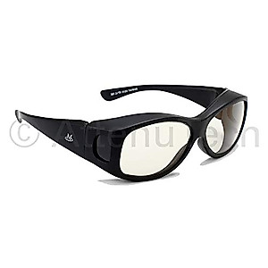 ATTENUTECH Radiation Safety Glasses, Black Fit Over frame, MicroliteFt Pb Eyewear .75mm pb Lead lenses (Non-AntiFrog, Black)