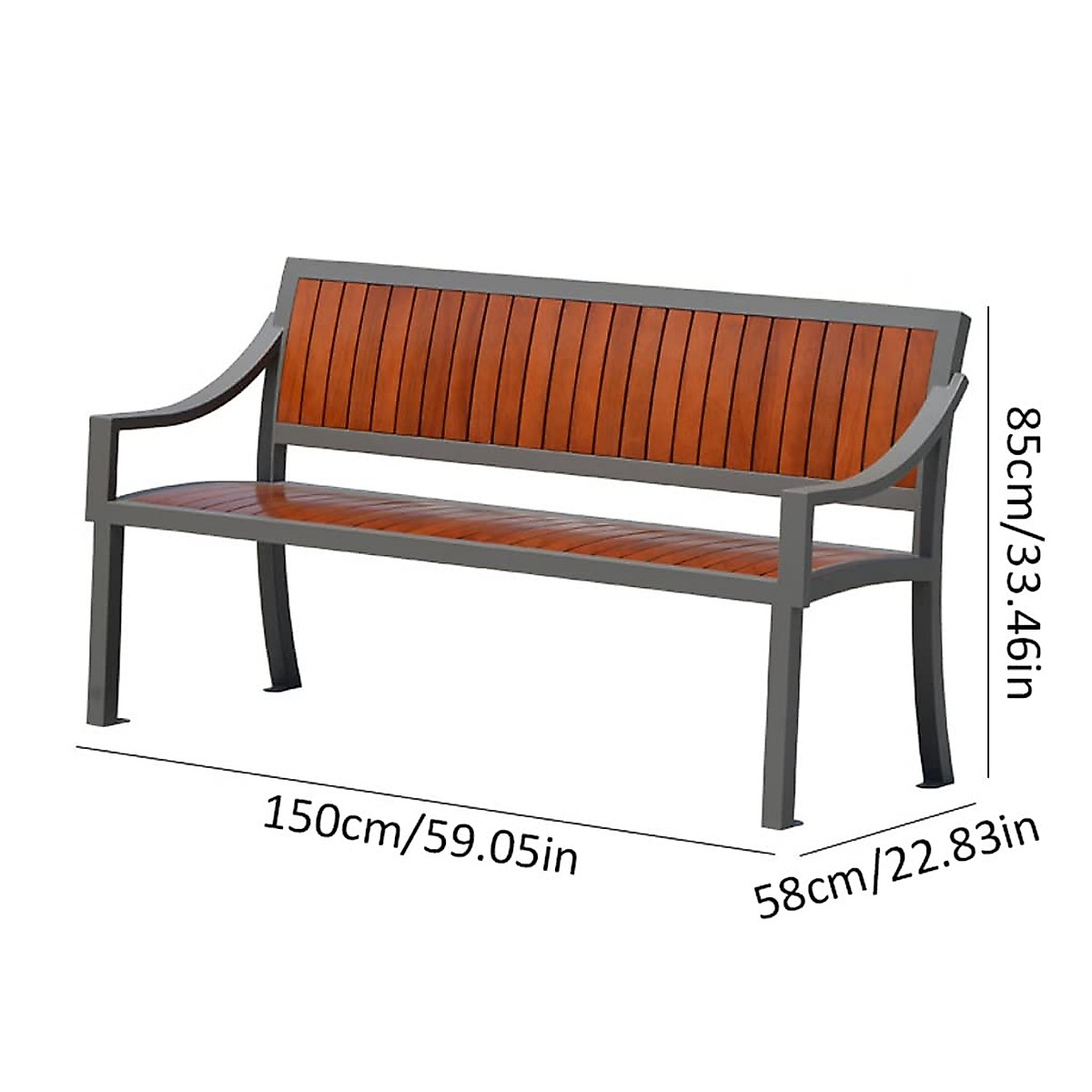 ARINAL Outside Bench Park Chair Outdoor Stainless Steel Bench Outdoor Garden Wrought Iron Leisure Chair Outdoor Wooden Balcony Seat Outdoor Patio Decor