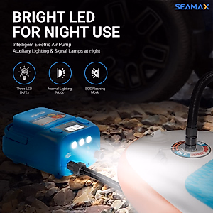Seamax Sup 16DB PRO Double Stage 16PSI Electric Air Pump with Built-in Battery for Inflatable SUP and Boat, Intelligent Firmware with Built-in Temperature Sensor and Timer