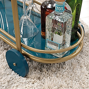 Sauder Coral Cape Bar Cart/Pantry cabinets, Satin Gold Finish