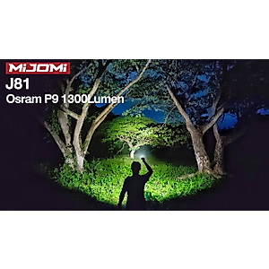 MIJOMI J81 Tactical Flashlight with Holster Rechargeable, 1300 Lumen Super Bright IP68 Waterproof Dual Button Flashlight for Tactical Games Outdoor