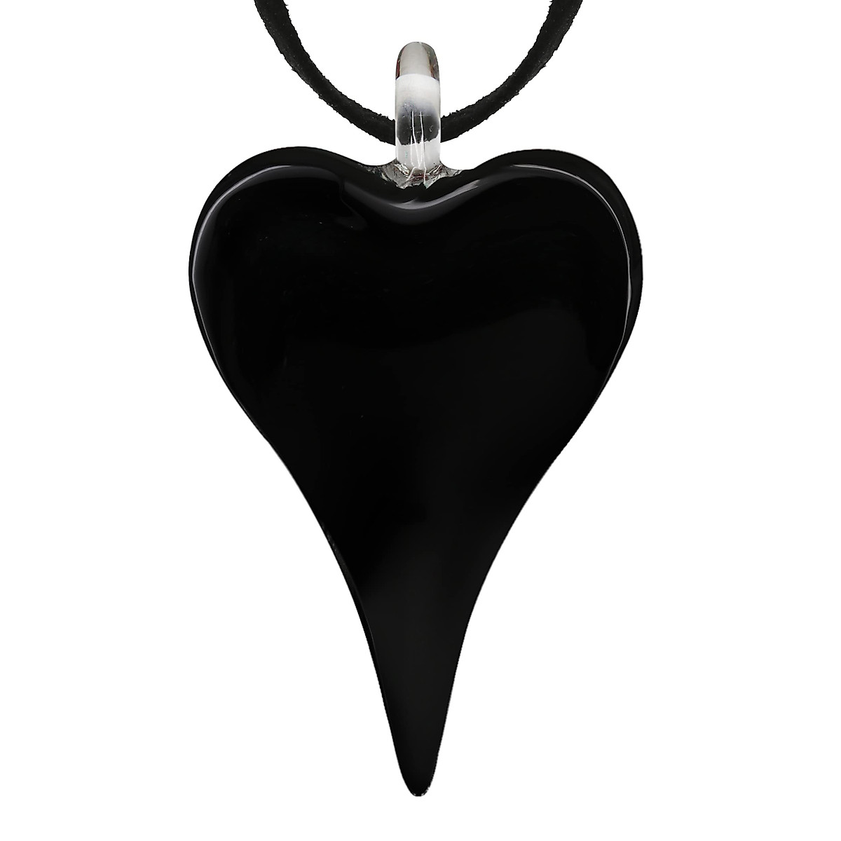 CHUVORA Glass Heart Necklace for Women - Mosaic Glass Heart Pendant Necklace - Large Puffy Chunky Heart Necklace - Purple Green Black Red Heart Necklace