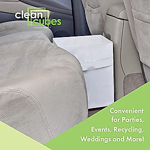 Clean Cubes 4 Gallon Trash Cans & Recycle Bins for Sanitary Garbage Disposal. Disposable Containers for Parties, Events, Recycling, and More. 6 Pack (White)