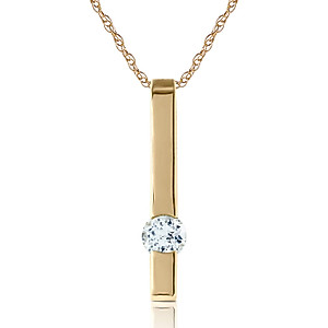 Galaxy Gold GG 14k Yellow Gold Vertical Bar Necklace with Round Natural Aquamarine