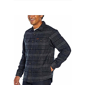 Orvis Big Bear Heavyweight Double Brushed Flannel Button Down Shirt with Hand Warmer Pockets (as1, Alpha, l, Regular, Regular, Black,Gray)