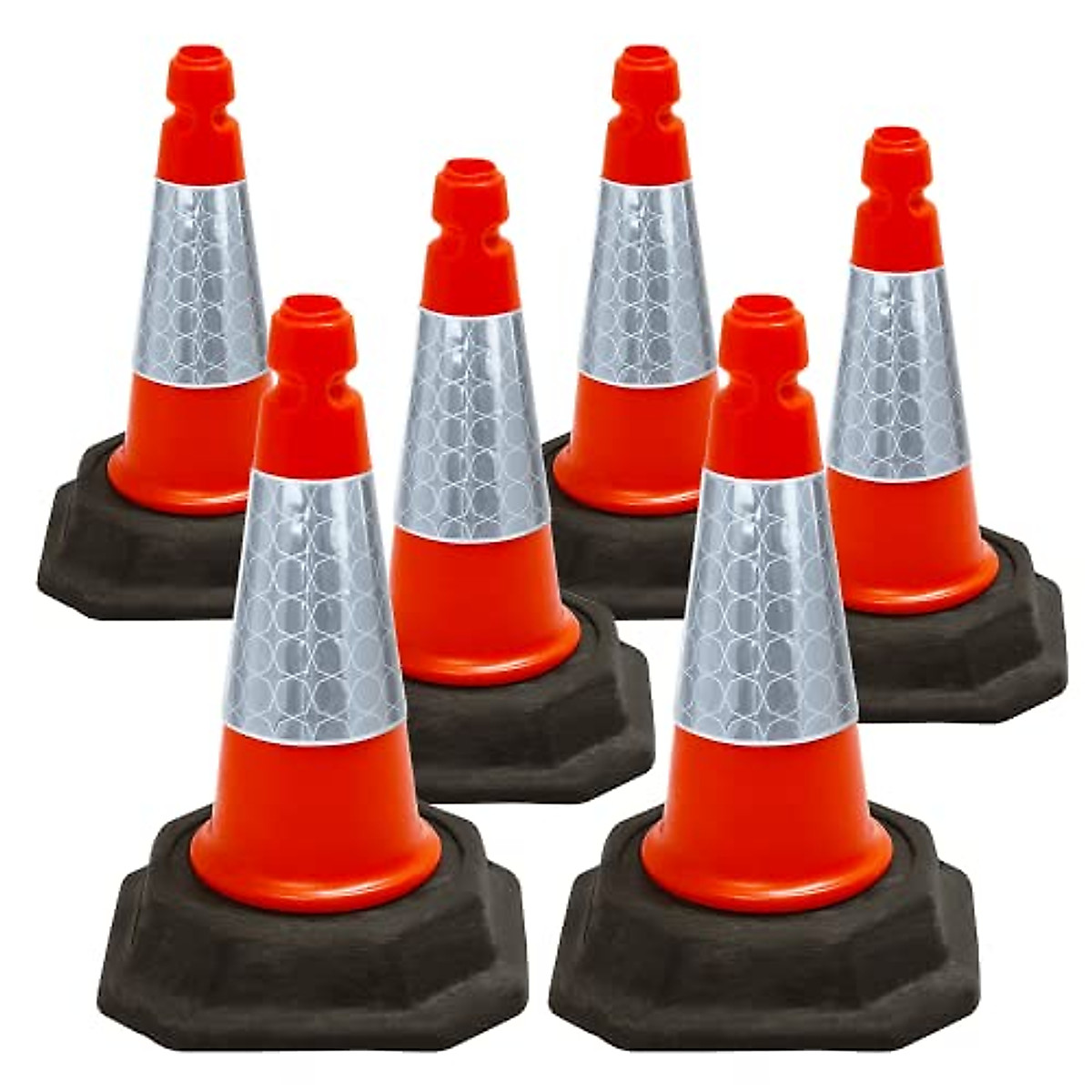 Street Solutions 6 Pack Traffic Safety Cones 18'' inches with Reflective Collars, Unbreakable PVC Orange Construction Cone for Traffic Control, Driveway Road Parking (Orange)