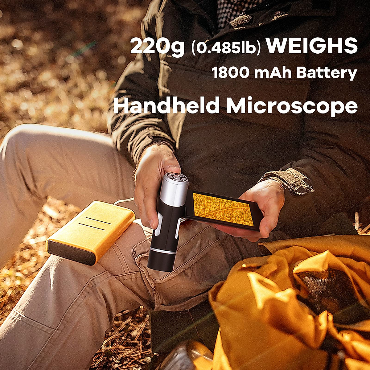 Andonstar AD203 Handheld Digital Microscope, Portable Pocket Microscope with 4 inch Screen for Kids and Adults, Black, Electronic FHD Video Microscope, Supports Windows Mac PC, USB Coin Microscope