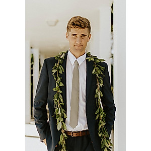 DAZI Men's Skinny Tie, Cotton Wool Linen Necktie, Great for Weddings, Groom, Groomsmen, Missions, Dances, Gifts. (Sage)