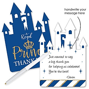 Big Dot of Happiness Royal Prince Charming - Shaped Cards - Baby Shower or Birthday Party Thank You Note with Envelopes - Set of 12