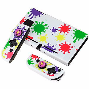 Dockable Protective Case Compatible with Switch, Hard Shell Case Cover for Switch and Joy-Con Controllers with 4 Thumb Grips,for Splatoon 3 Switch Carrying Case（Splatoon）