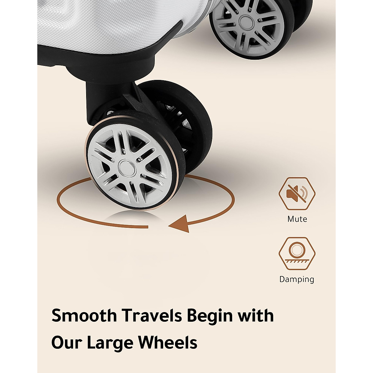 LUGGEX Carry On Luggage with Aluminum Frame, Polycarbonate Zipperless Luggage with Wheels, White Hard Shell Luggage 4 Metal Corner