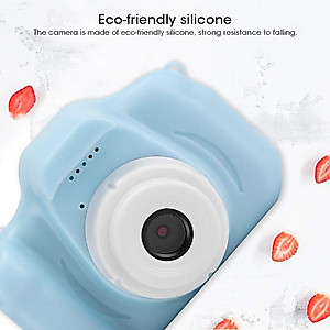Children Camera,Digital Video Simple Operation Camera,Cartoon Children Intelligence Kid Mini Photography Camera with Lanyard,Eco-Friendly Silicone Camera Kids(Blue)