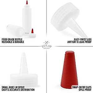 Zulay 2 Pack Condiment Squeeze Bottle - 17oz Plastic Squeeze Bottles With Caps - Sauce Bottle With Wide Mouth & Small Pointed Nozzle for Ketchup, Mustard, Olive Oil, Glue, and More