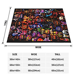 Fabhuman FNAF Throw Blanket Freddy Warm Halloween Flannel Blankets Super Soft Luxury Horror Blanket for Bed Couch Living Room All Season 50''x40''