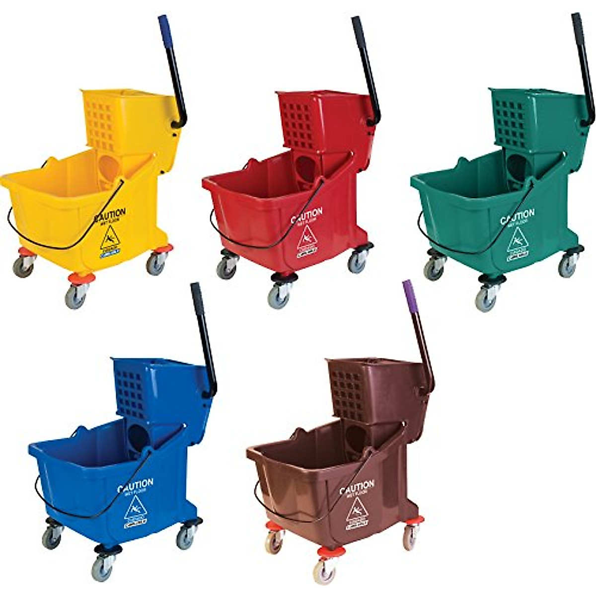 Carlisle FoodService Products Mop Bucket with Side-Press Wringer for Floor Cleaning, Restaurants, Offices, And Janitorial Use, Polyproylene, 26 Quarts, Green