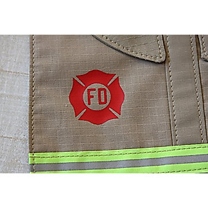 FIS Firefighter Personalized Tan Baby Burp Rag and Bib Set