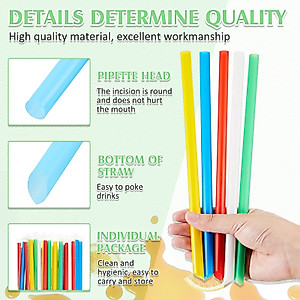 Tessco 600 Pcs Smoothie Straws Boba Straw Bulk Disposable Bubble Tea Straws Plastic Individually Wrapped Colorful Large Straws for Tall Homemade Milkshakes 0.43 x 9.84 Inch
