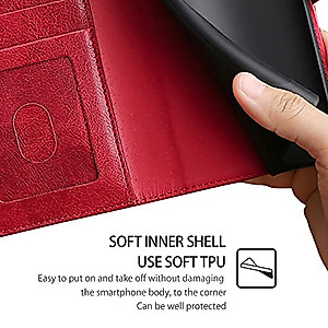 Fansipro Wallet Folio Case for Oppo Reno 2 F, Premium PU Leather Slim Fit Cover for Reno 2 F, 3 Card Slots, 1 Transparent Photo Frame Slot, Anti-Dirt, Red