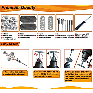 CAROTUPY Tungsten Carbide Burr Set 1/8" Shank，Die Grinder Bits with Sanding Drums and Cutting Wheel Set, 195Pcs Pratical Sanding Bits Kit for Metal, Wood, Plastic, Glass