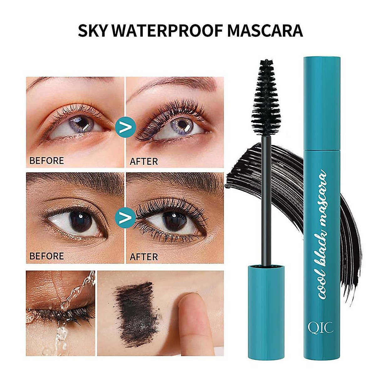Volume and Length Thrive Black Mascara 4D Volumizing Thick Curling Mascara Waterproof, No Smudging, No Clumping, No Flaking, Thick & Black, Best Mascara for Women 0.28 OZ/ 8g