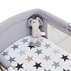 Bassinet Sheets 4 Pack for Baby Unisex, Stretchy Jersey Knitted Fitted Sheet Universal for Oval Rectangle and Hourglass Bassinet Mattress, White and Grey, Neutral for Baby Boy and Girl