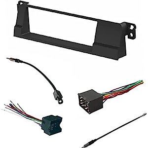 ASC Car Stereo Install Dash Kit, Wire Harness, and Antenna Adapter for Installing a Single Din Aftermarket Radio for 1999 2000 2001 2002 2003 2004 2005 BMW E46 318 323 325 328 330