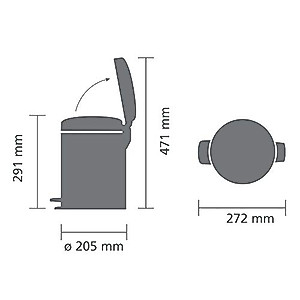 Brabantia New Icon Step Trash Can (1.3 Gal/Matt Steel FPP) Soft Closing Kitchen Garbage/Recycling Can with Removable Bucket
