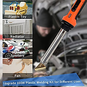 Upgrade 100W Temperature Control Plastic Welding Repair Kit with 40 Rods, Multi-Purpose Fit & Quick Heating Portable Welder Tools for DIY, Car Bumper, Dashboard, Kayak, Canoe
