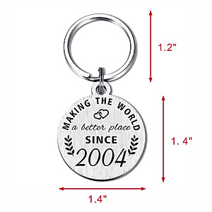ABNTY 20th Birthday Gifts for Women Men, 20 Year Old Birthday Keychain, Born in 2004 Gifts, 2004 Birthday Decorations